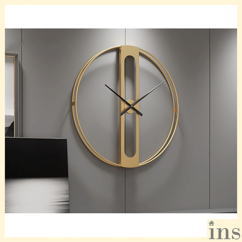 Nordic Ins Minimalist Elegant Retro Gold Black Metal Silent Clock Wall ...
