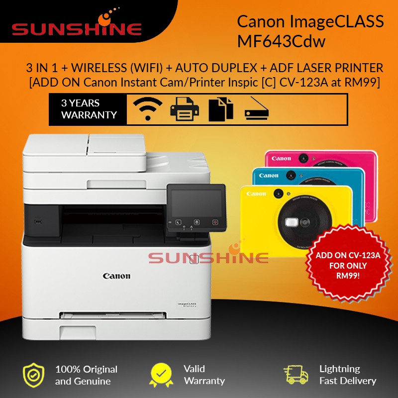 (READY STOCK) Canon MF643Cdw Color Laser Printer (MF643 ) Duplex Print ...