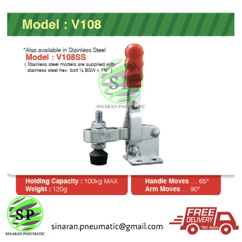 JS Vertical Handle Type Toggle Clamp V108 & V108SS Series Maximum ...