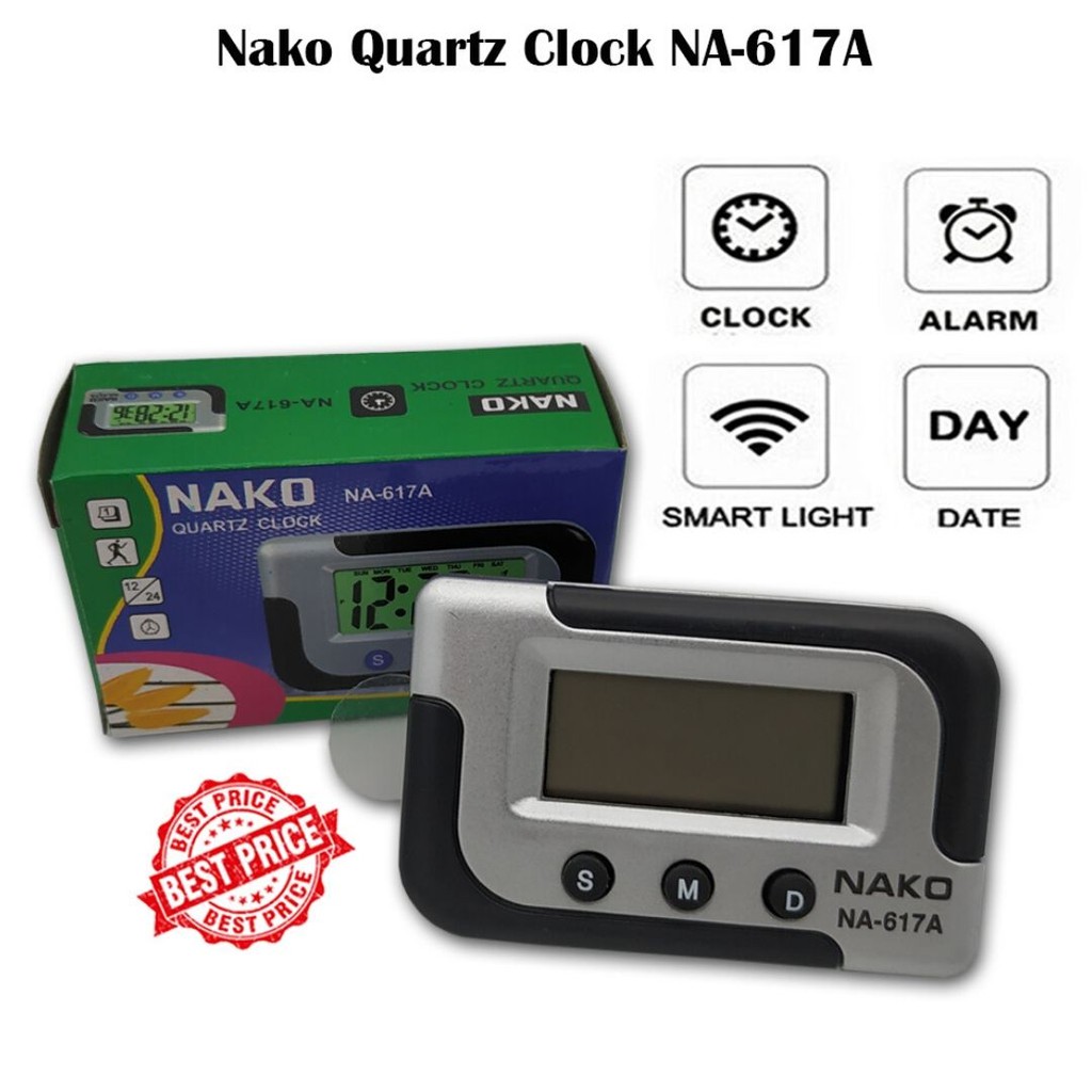 NA-617A Nako Digital Automobile/Car Alarm Clock With Date (Free Battery ...