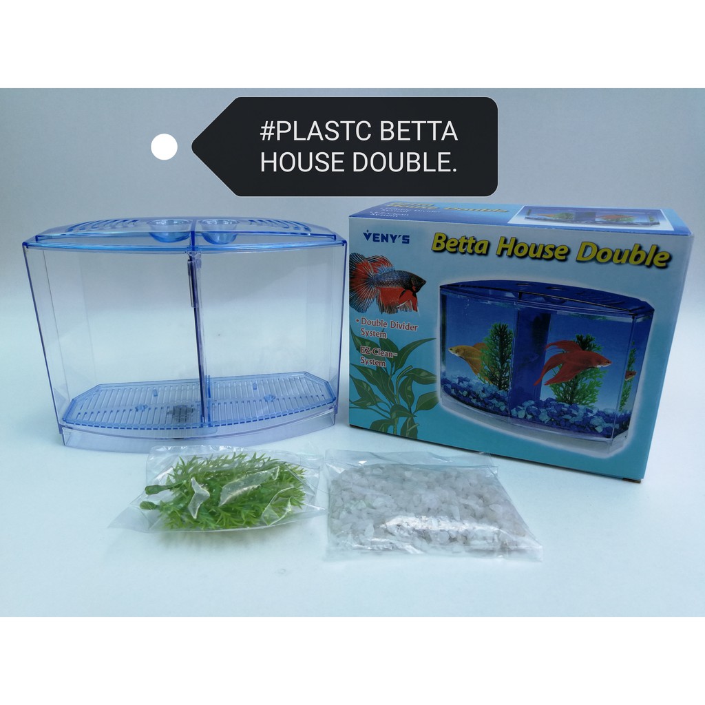 Veny's BBT3S Betta House Double Fish Aquarium Divider Tank (20cm x 10cm ...