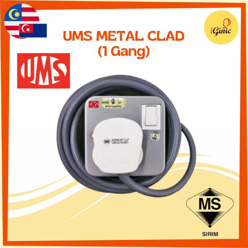 [3600WATT] UMS Heavy Duty 1Gang 2Gang 13A 15A Metal Clad Switch Socket ...