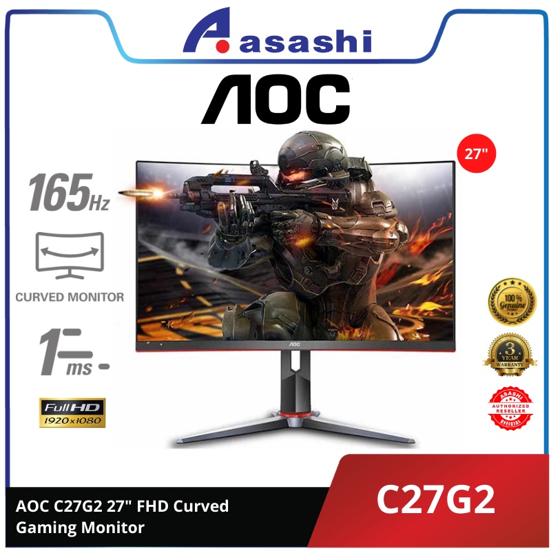 AOC C27G2 / C27G2Z 27" Curved OC 165Hz / 240Hz 0.5-1ms VA Gaming FHD ...