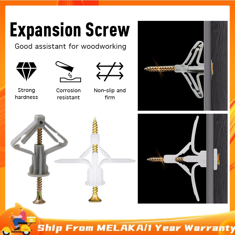 50/100pcs Expansion Screws Drywall Anchor Kit Butterfly Screw Aircraft ...