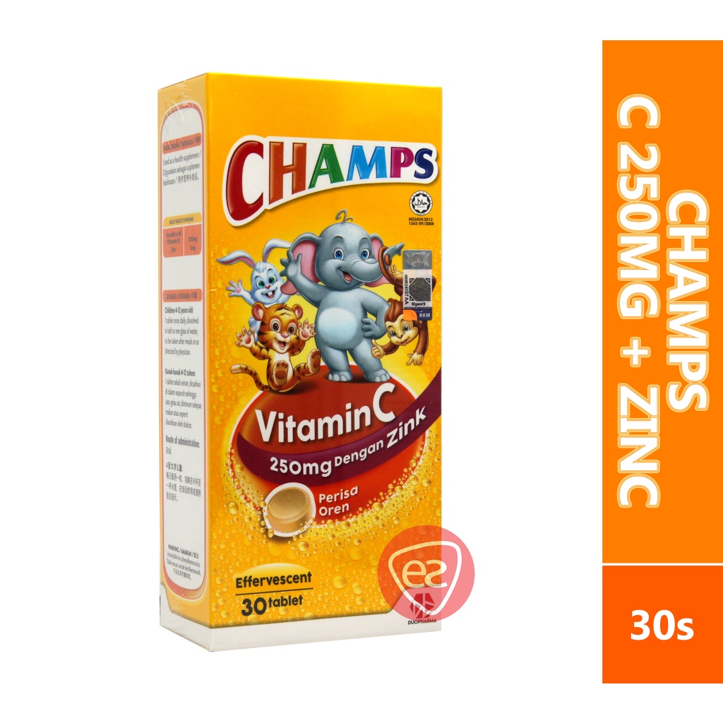 Champs Dual Action Vitamin C 250mg Plus Zinc Effervescent Tablet 30s ...