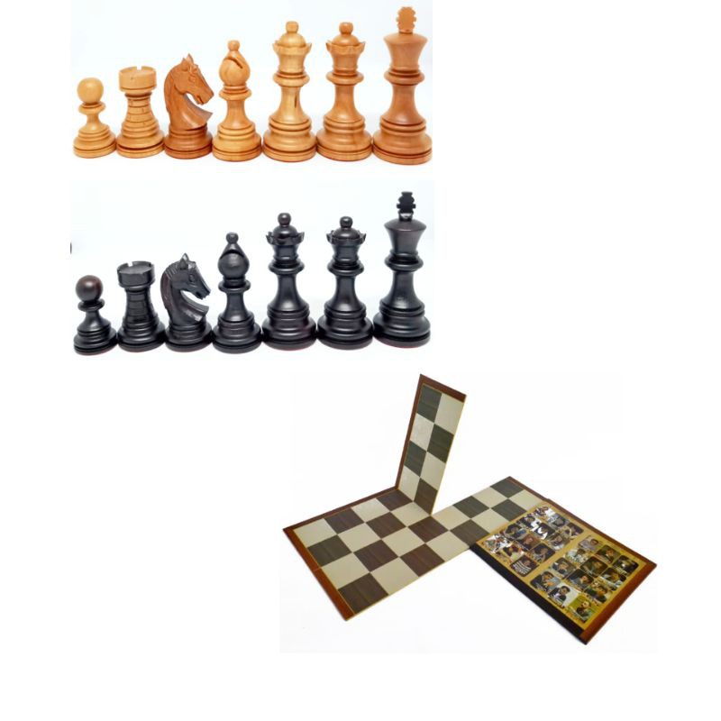 KAYU Sawo Wood Chess Package Model Bend Horse And Folding Board 8 ...