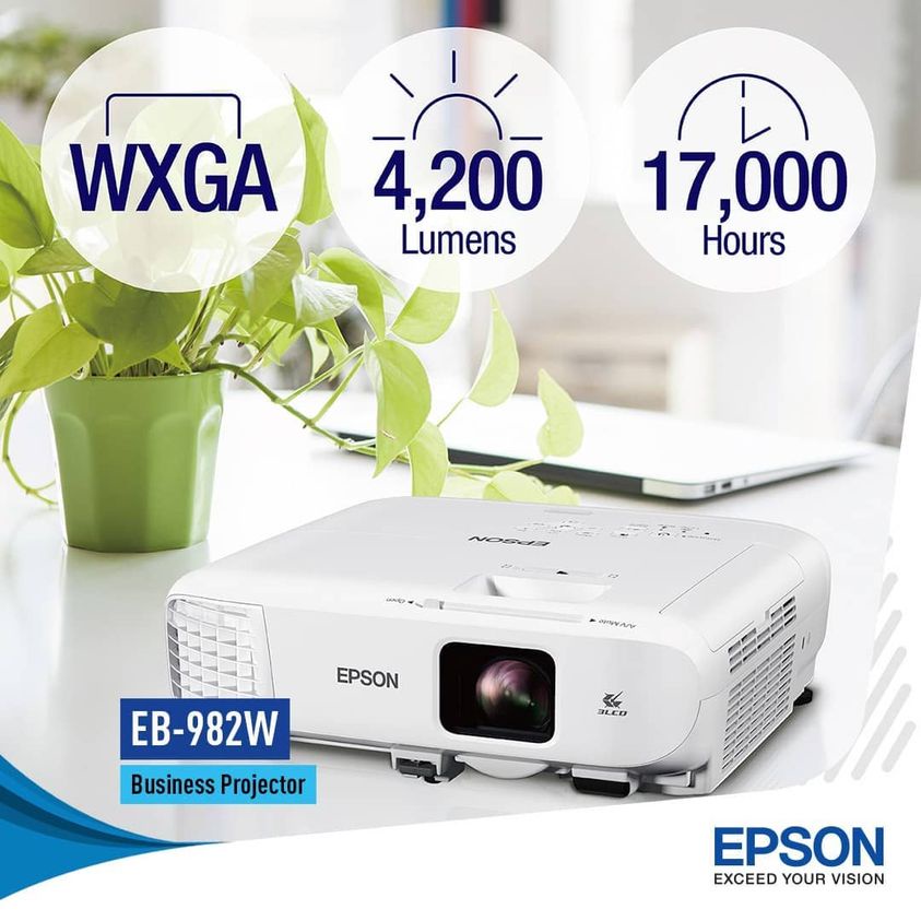 Epson EB-982W 3LCD Business Projector (WXGA, 1280 x 800, 4200 lumens ...