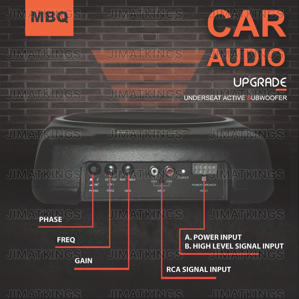 MBQ Underseat Subwoofer Car Speaker Kereta Built-In Amplifier Active ...