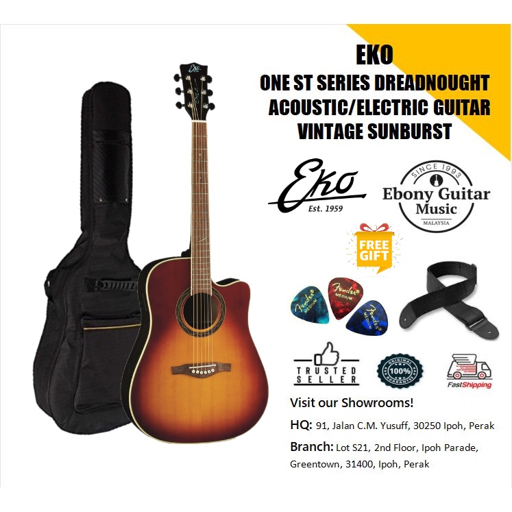 EKO ONE ST SERIES Dreadnought Acoustic/Electric Guitar Vintage | Shopee ...