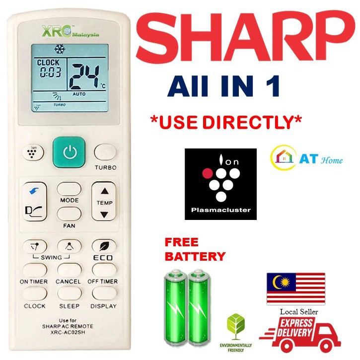 SHARP All in One Compatible Air Conditioner Remote Control Replacement ...