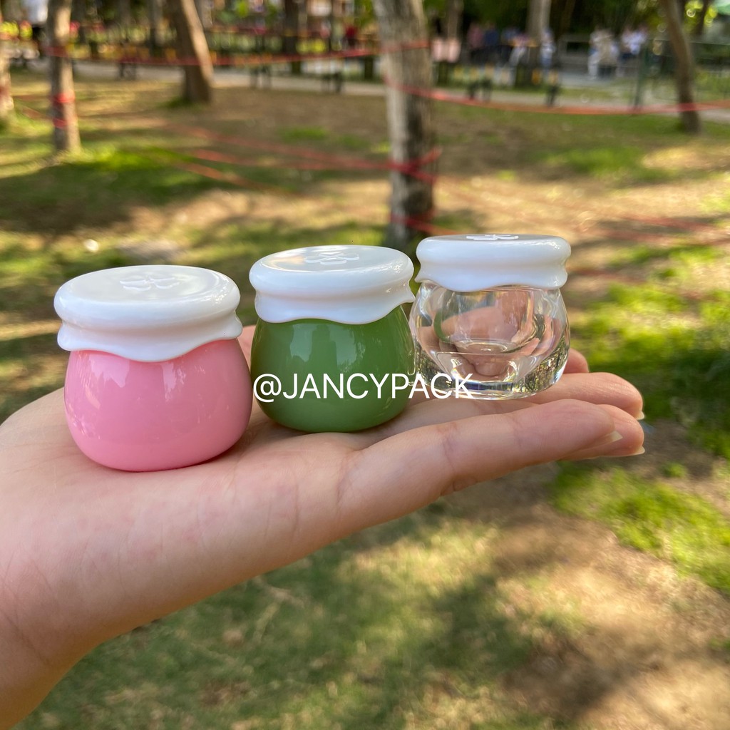 JANCY PACK 10g cute round pink white clear bottle lip scrub container ...