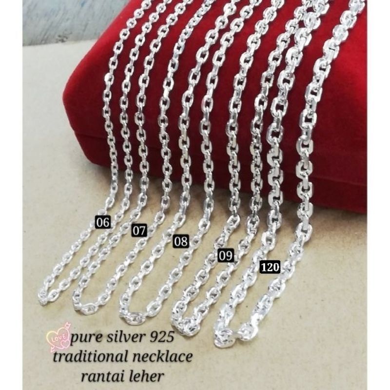 925 Silver Necklace 纯银万字项链 Rantai Leher Sauh Perak Tulen 925 Rantai ...