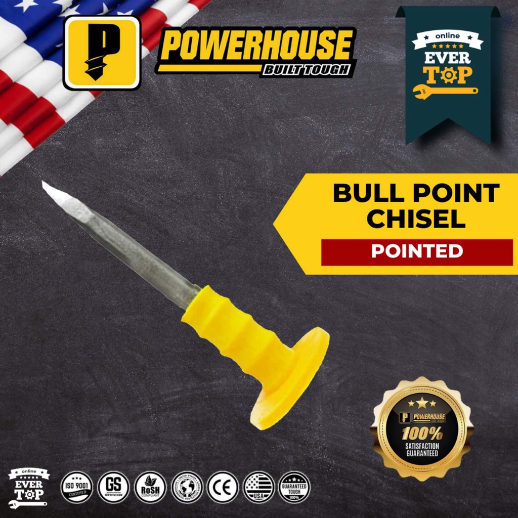 POWERHOUSE BULL POINT CHISEL W/PVC PROTECTOR (POINTED) | EverTop Online ...