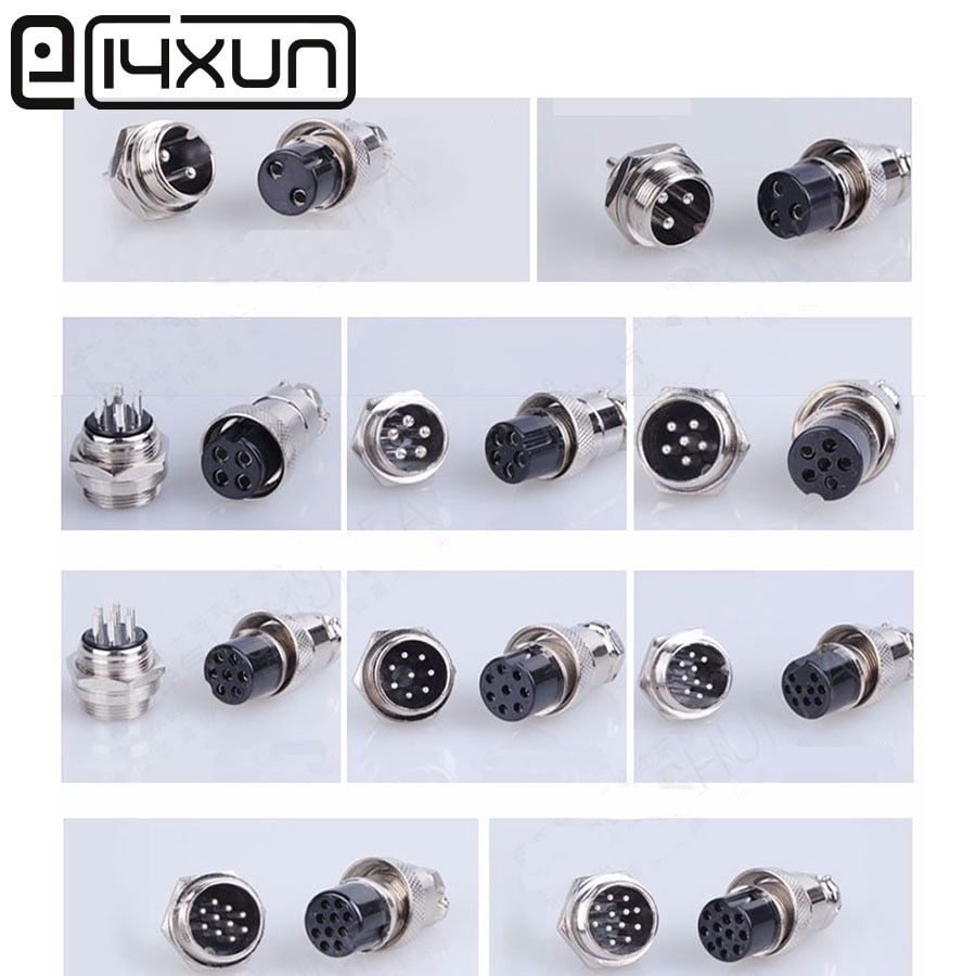 1Set GX20 XLR 2 3 4 5 6 7 8 9 10 12 14 15 Pin Female Plug 20mm Male Chassis Mount Socket ...