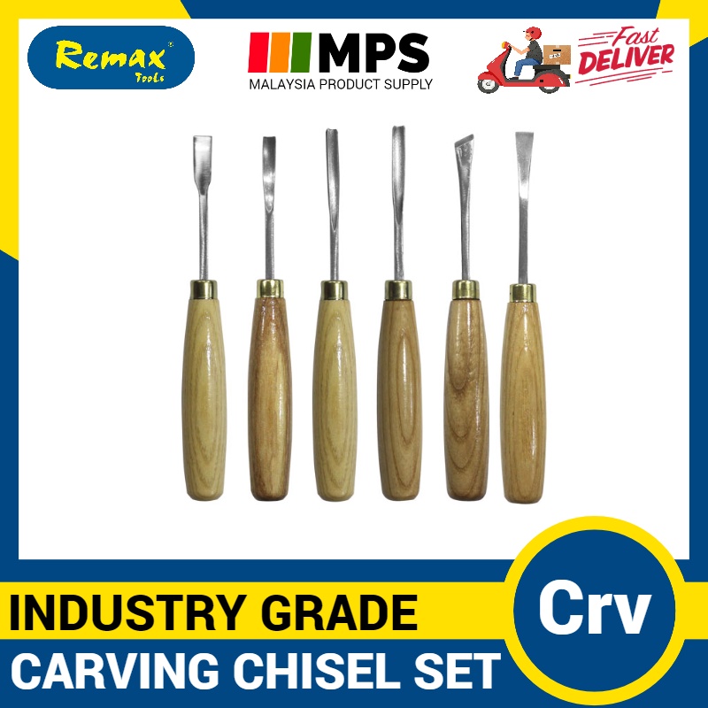 Remax 6 Pc Wood Handle Carving Chisels Tools Set Pisau Ukiran Kayu Kraf ...