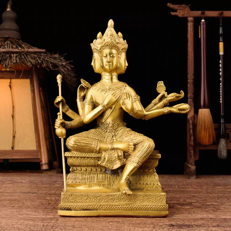 【Ready Stock/现货】Copper Thai Phra Phrom 纯铜泰国四面佛像 有求必应大梵天王铜像摆件 | Shopee ...