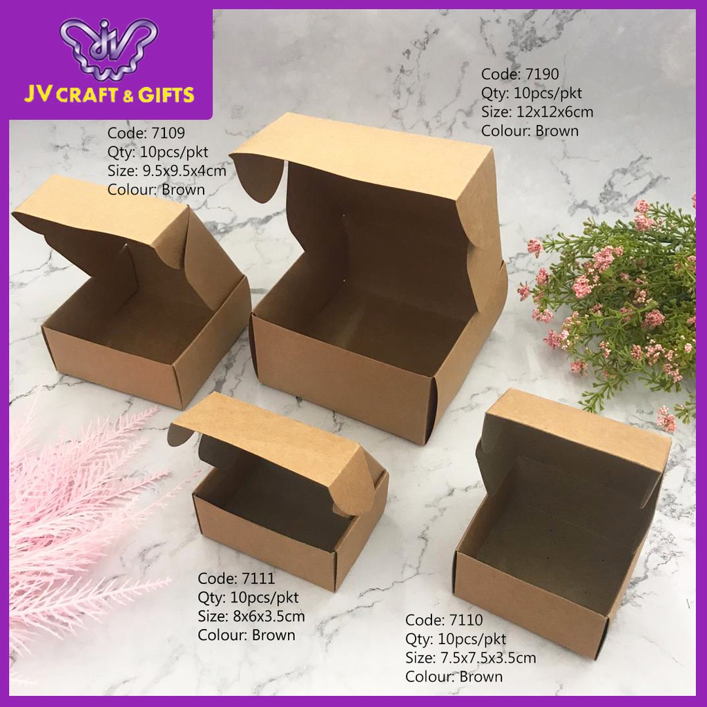 10pcs Craft paper mini box / Kotak mini kertas kraft /Party Wedding ...
