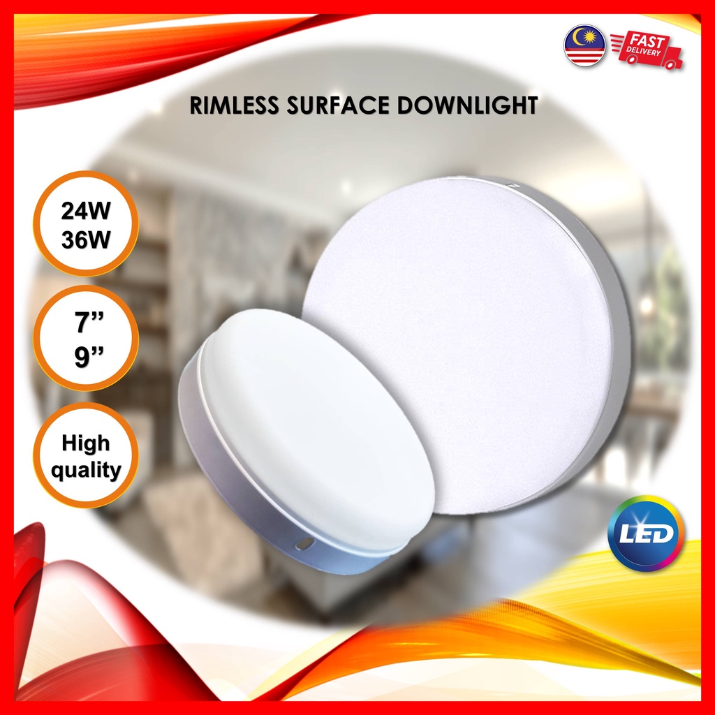 Rimless Frameless Surface 24W | 36W Downlight LED Panel Super Bright ...