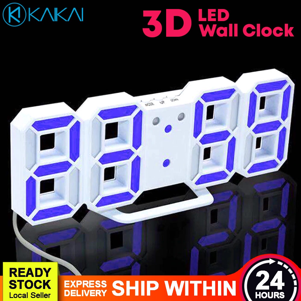 🔥PROMO🔥 3D LED Wall Clock Modern Digital Wall Table Clock Watch Desktop ...
