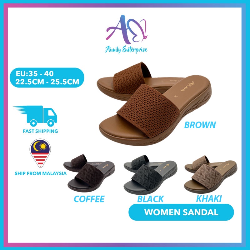 Aimily Fashion Comfy Woven Fabric Flat Sandals / Sandal Perempuan ...