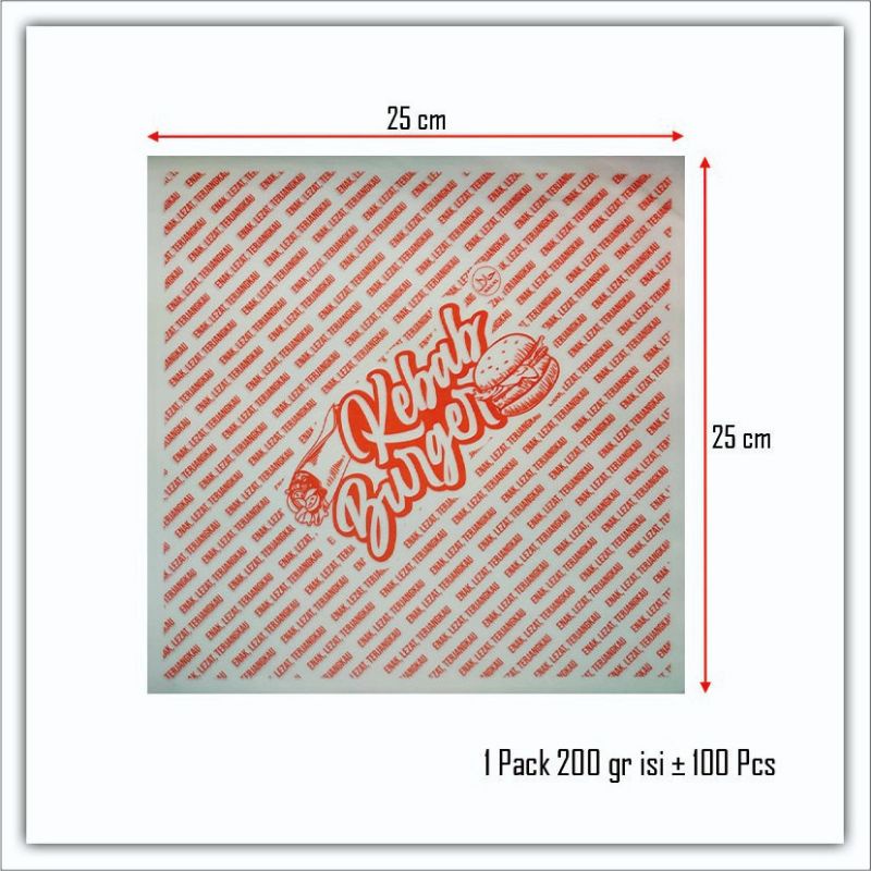 Burger Paper Kebab Paper Burger Kebab Wrapping Paper 1 Pack contains ...