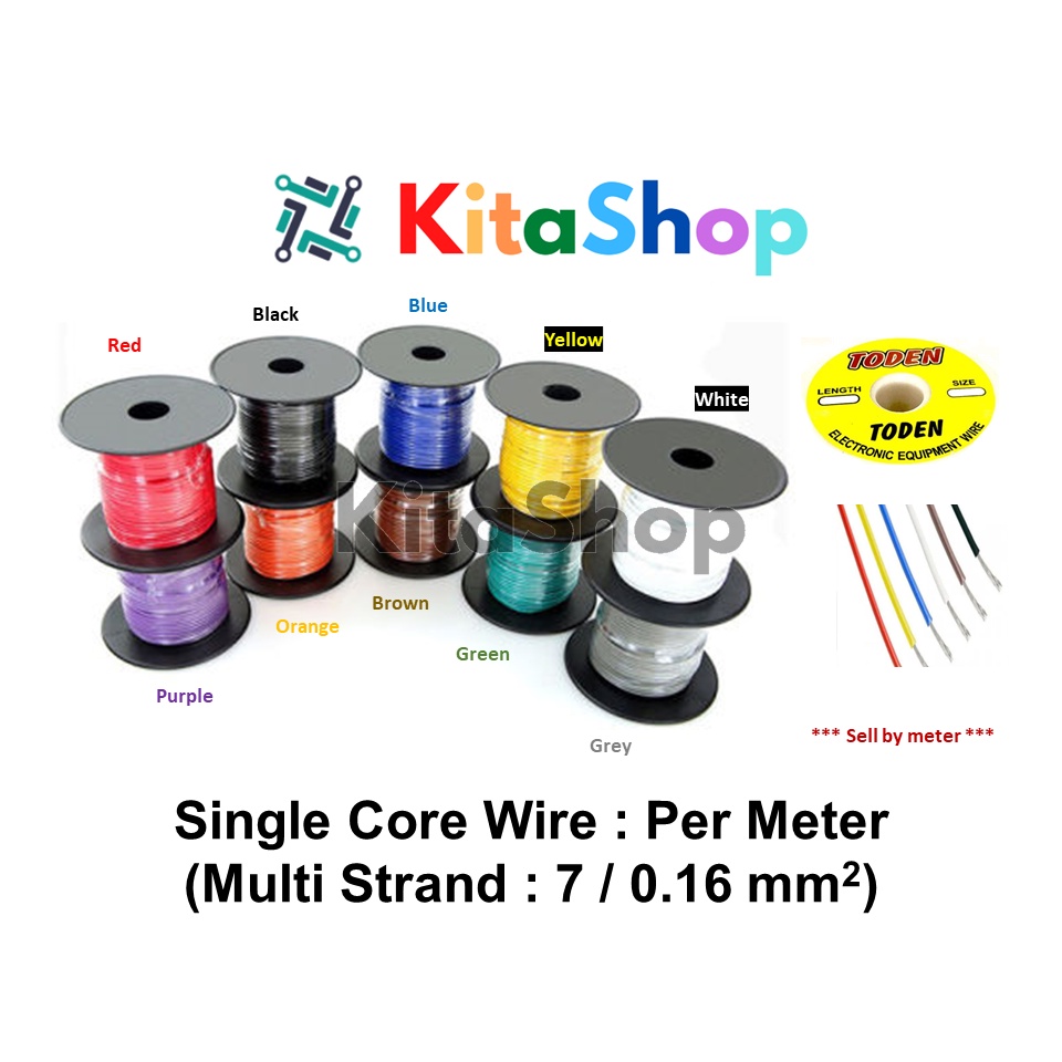 Single Core Wire Multi Strand : 7 / 0.16 mm2 (Per Meter) | Shopee Malaysia