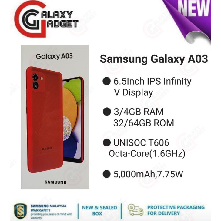 Samsung Galaxy A03 (3/4GB RAM+32/64GB ROM)-ORIGINAL BY SAMSUNG MALAYSIA ...