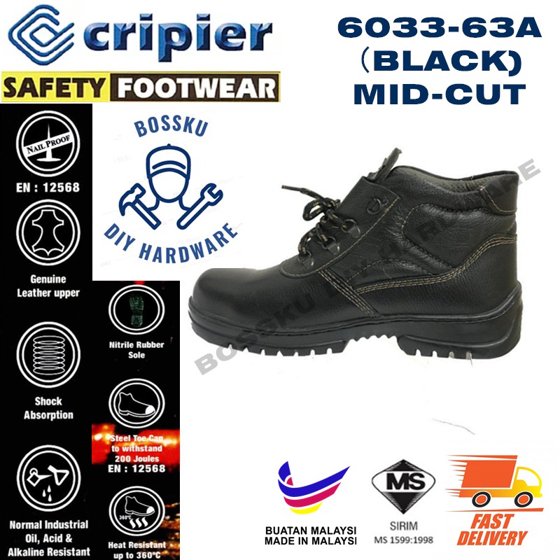 Cripier 6033 Safety Shoe Footwear Boot (Black) MID CUT Model: 6033-63A ...