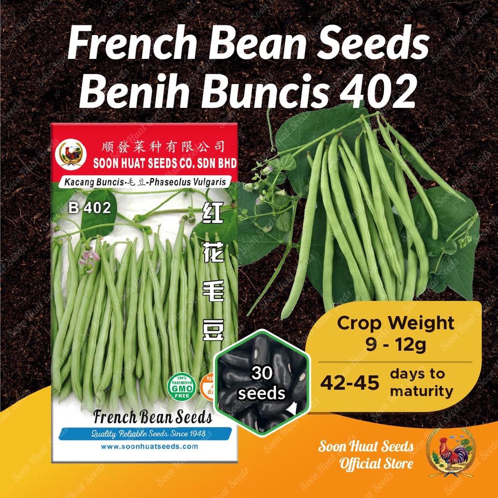 [Small Pack/500g] 402 Benih Kacang Buncis French Bean Soon Huat Seeds ...