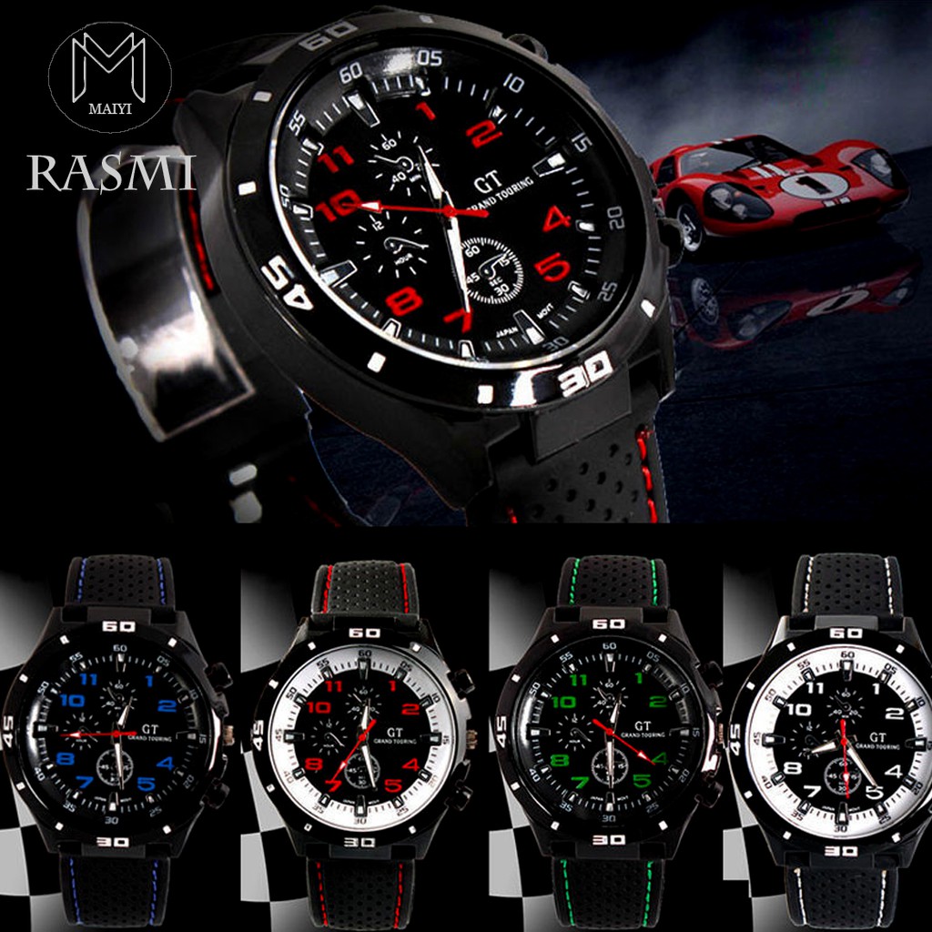 New Mens Silicone Rubber Casual Cycling Analog Sports Quartz Wrist ...