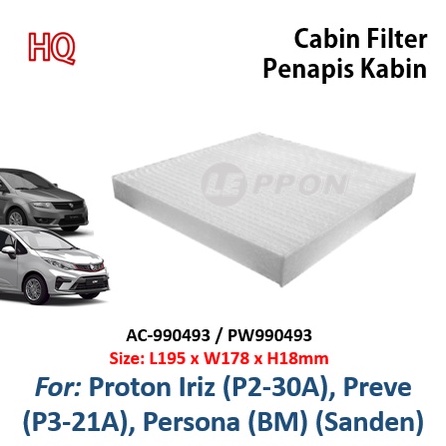 Leppon Cabin filter Proton Iriz P2-30A Preve P3-21A Persona BM Sanden ...