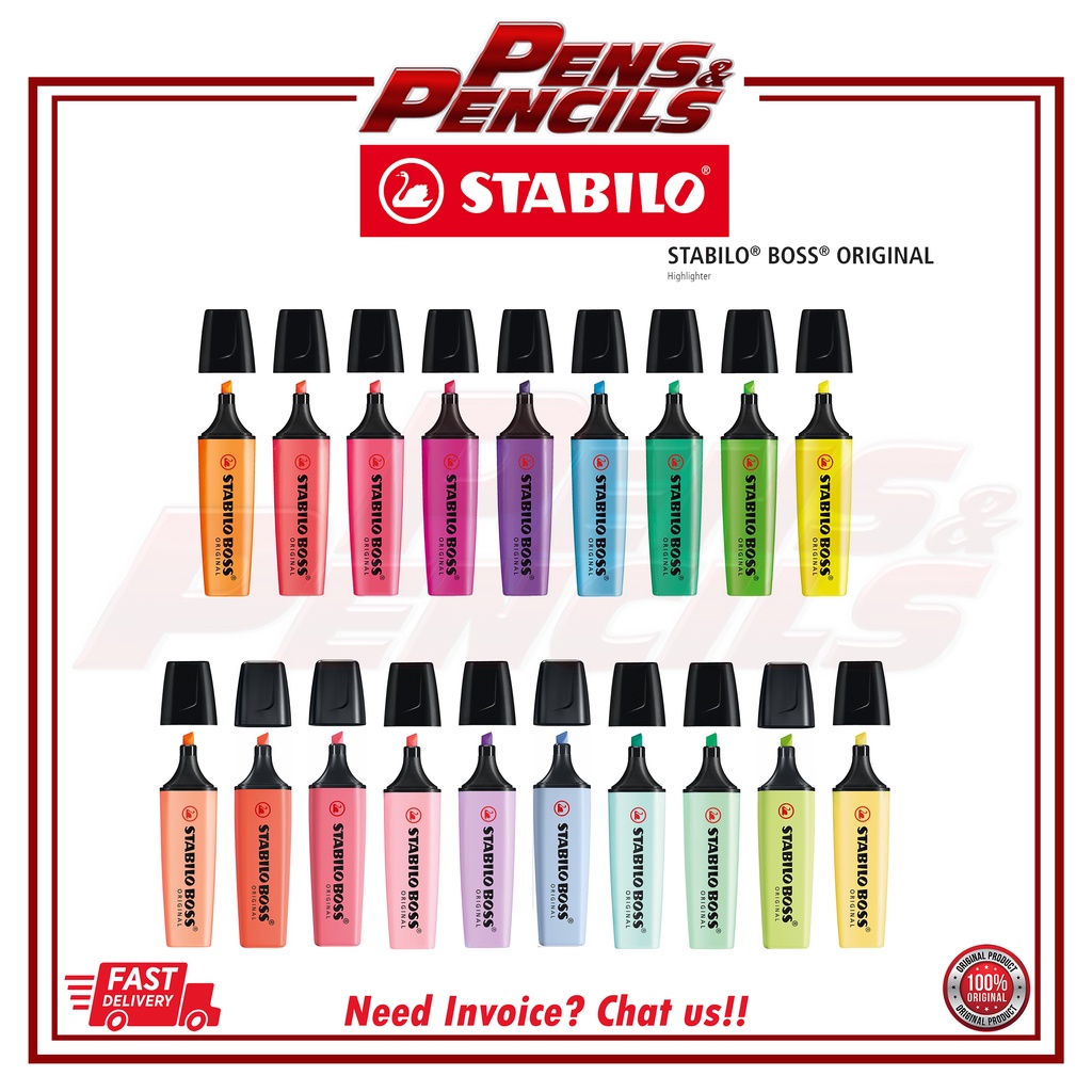 STABILO BOSS ORIGINAL Fluorescent Pastel Highlighter and Text Marker ...