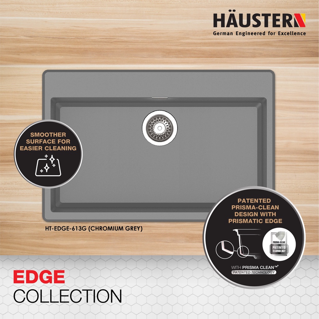 Haustern Top Mount Granite Sink HT-EDGE-613B / HT-EDGE-613G | Shopee ...