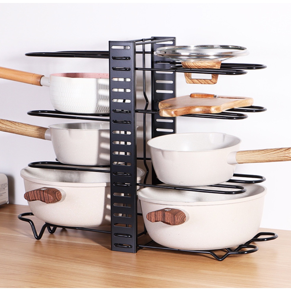 Kitchen Pot Pan Organizer Rack Adjustable 5 Layers 8 Layers Pan Rack ...