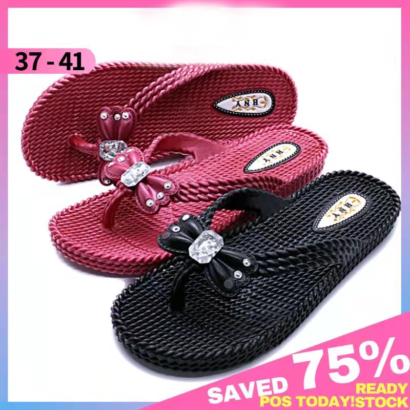 @READY STOCK@ Women PVC Rubber Slipper / Lady Flip Flop Sandals ...