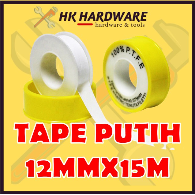 WHITE TAPE / PEMBALUT PUTIH PAIP / P T P E THREAD SEAL TAPE / 12 MM X ...