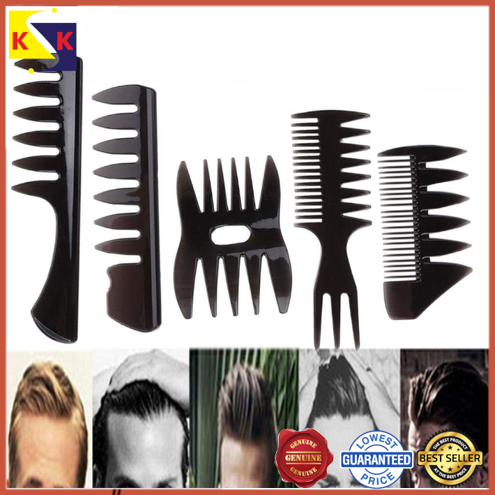 Professional Black Men Hairdressing Tool Set Wide Teeth Fork Comb Hair ...