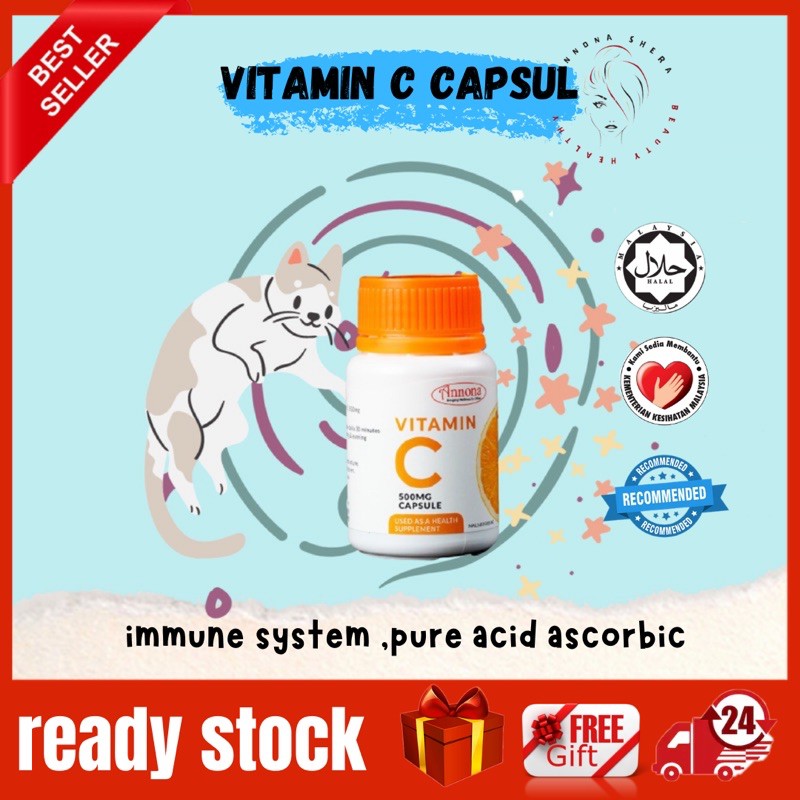 Vitamin C Capsul 500mg pure acid ascorbic | Shopee Malaysia