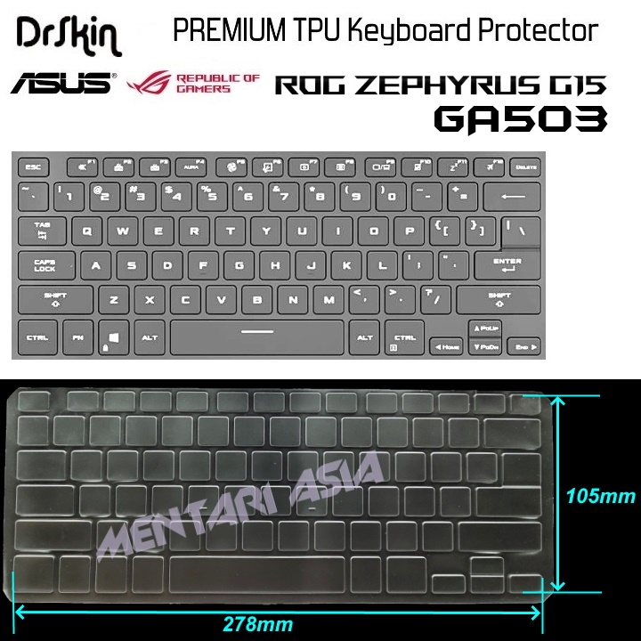 Asus ROG Zephyrus G15 GA503 Keyboard Protector - DrSkin Premium TPU ...
