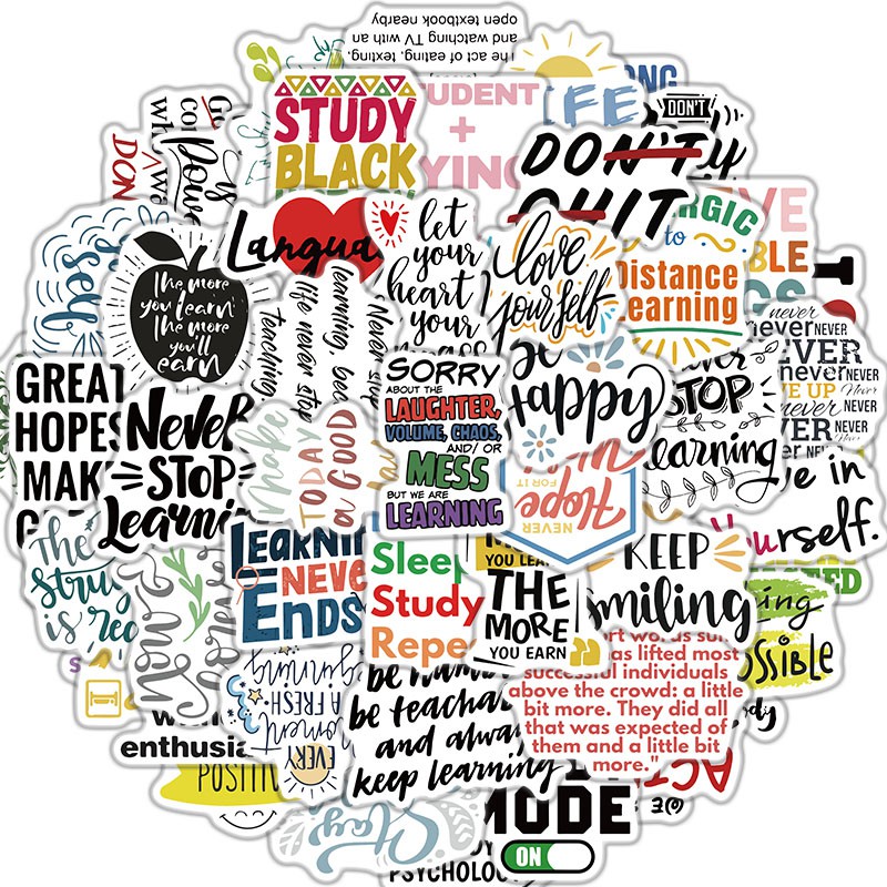 50 Pieces Learning Slogan Motivational Sticker + Inspirational Quote ...