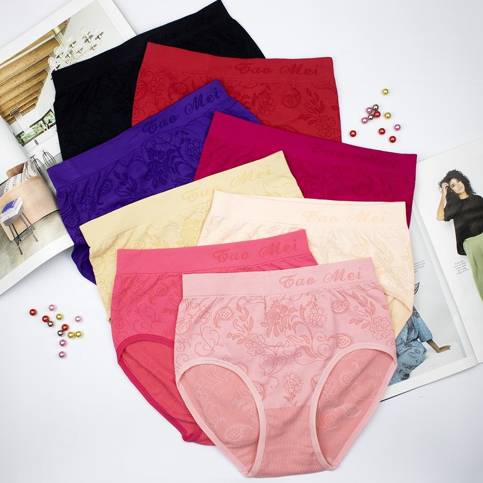 Panties Fits #50KG~75KG Flower Design Seamless High Waist Panties ...