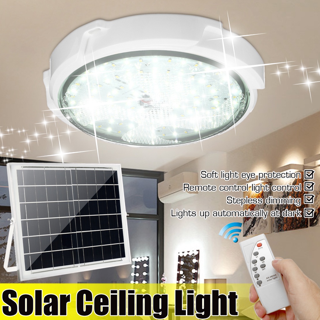 800W 3 Colors LED Solar Ceiling Light Solar Panel Light Indoor Outdoor ...