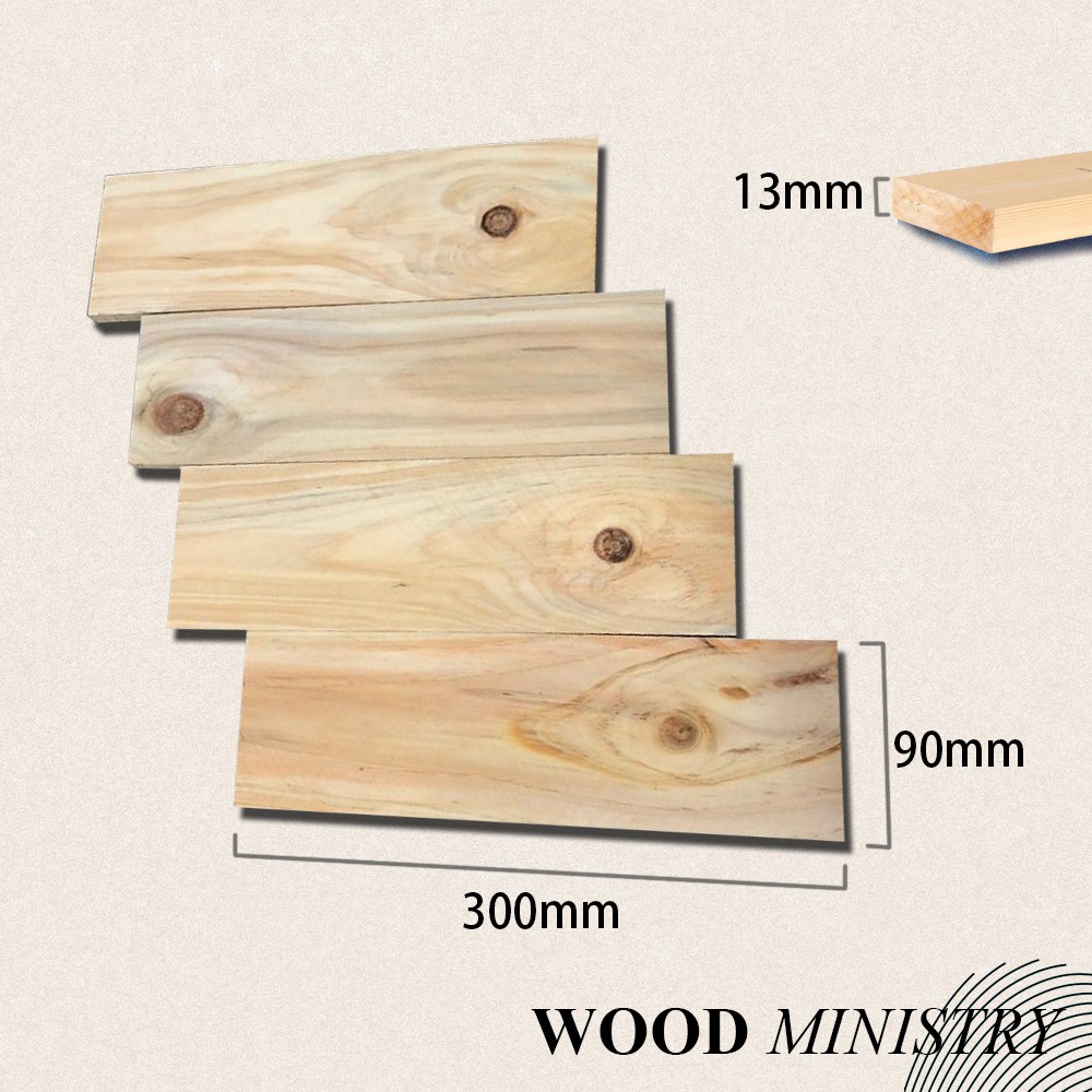 KAYU PINE WOOD 13mm x 90mm x 300mm Pine Wood Fine Grain Papan Kayu ...