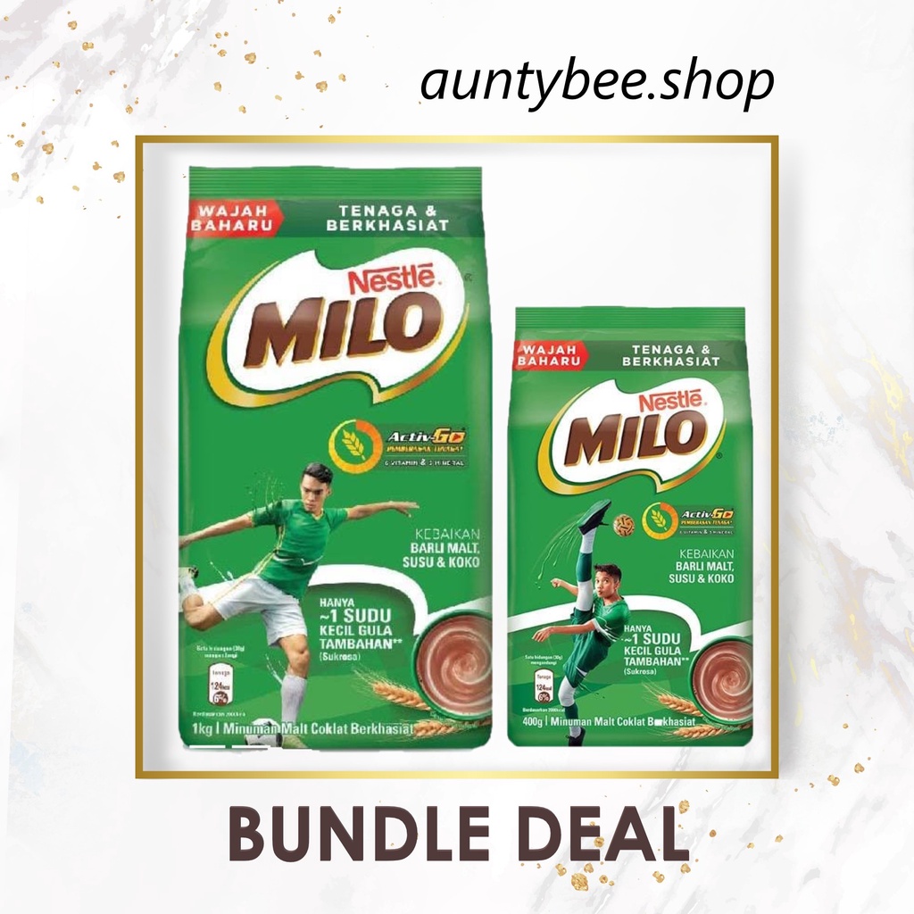 [Bundle] Milo Activ-Go Chocolate Malt Powder Softpack 1kg + 400g ...