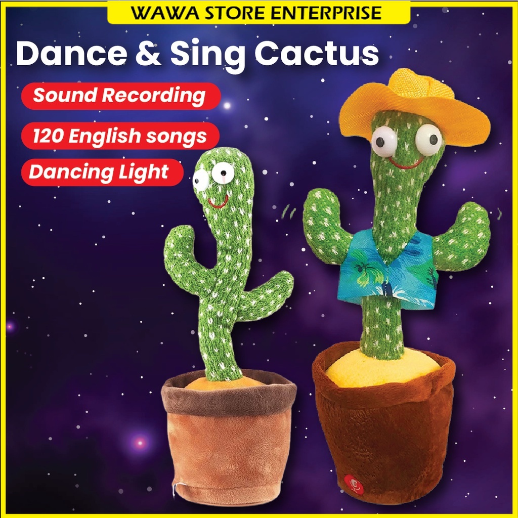 Dancing Cactus Toy Electronic Plush Cactus Toy Singing Talking ...