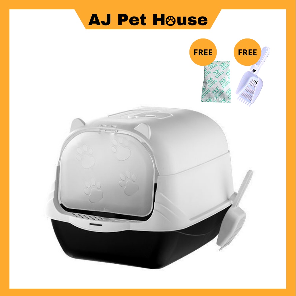 AJPET Large Cat Litter Box Tempat Berak Kucing Bertutup Cat Toilet Tray ...