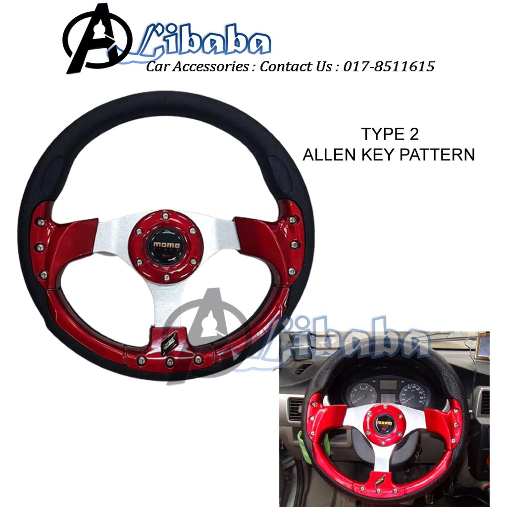 RED Momo Racing Sport Steering Wheel | Shopee Malaysia