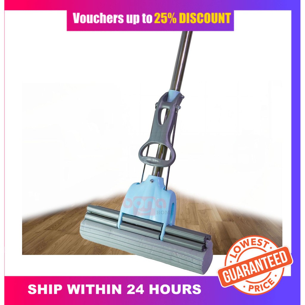 [SALE] Sponge Mop Toilet & Bathroom Wipe Dry Cloth Double Roller ...