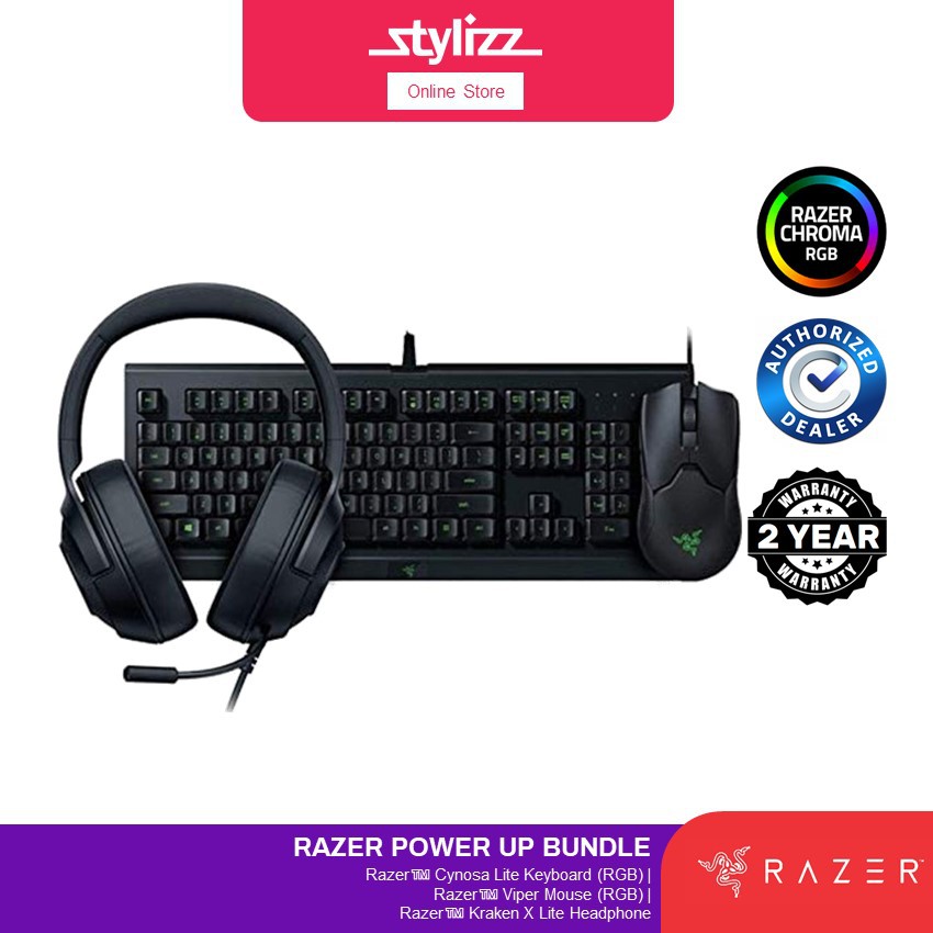 Razer Power Up Bundle – Cynosa Lite + Viper + Kraken X Lite/Deathadder ...