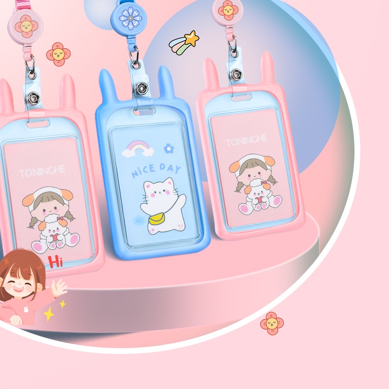 Retractable Cute Card Cover, ID Card Holder, Transparent Waterproof Bus ...